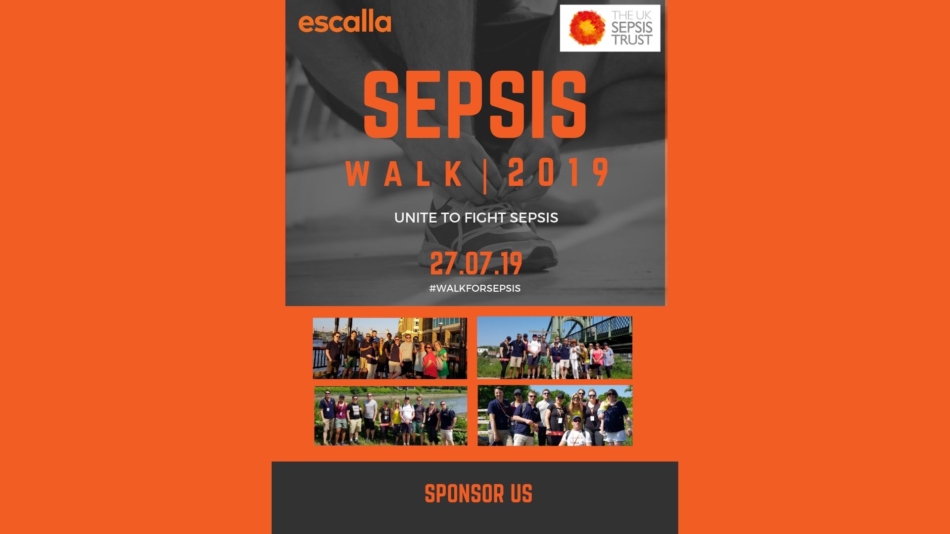 Sepsis Walk 2019 sponsor poster 2 - escalla